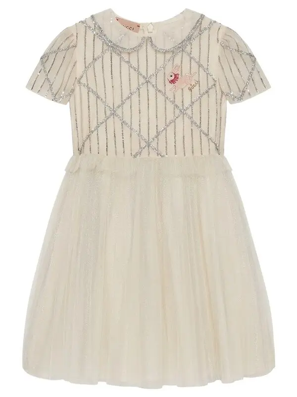 Gucci Sequin Embellished Dress With Rabbit Embroidery - Nude