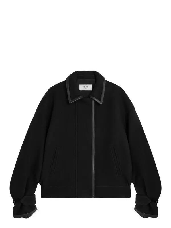 Celine Double-face Wool Felt Jacket With Zip Closure - Black