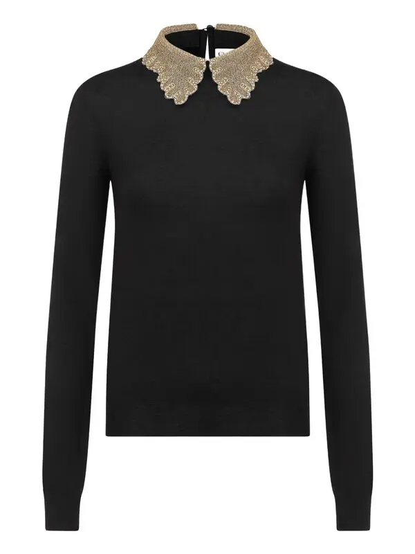 Dior Sweater With Removable Embroidered Collar - Black