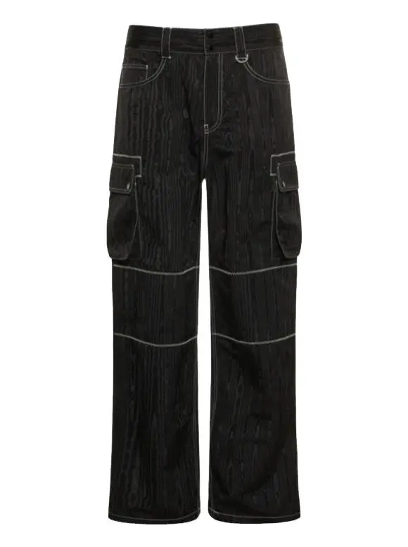MARINE SERRE Cargo Pants With Contrast Stitching - Black