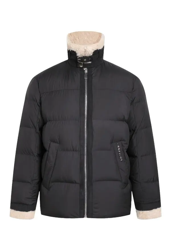 LIUREGALI Long Sleeve Puffer Jacket With Shearling Trim - Black