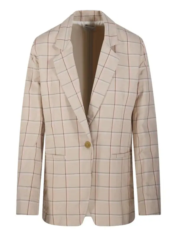 FORTE_FORTE Plaid Boxy Jacket - Nude