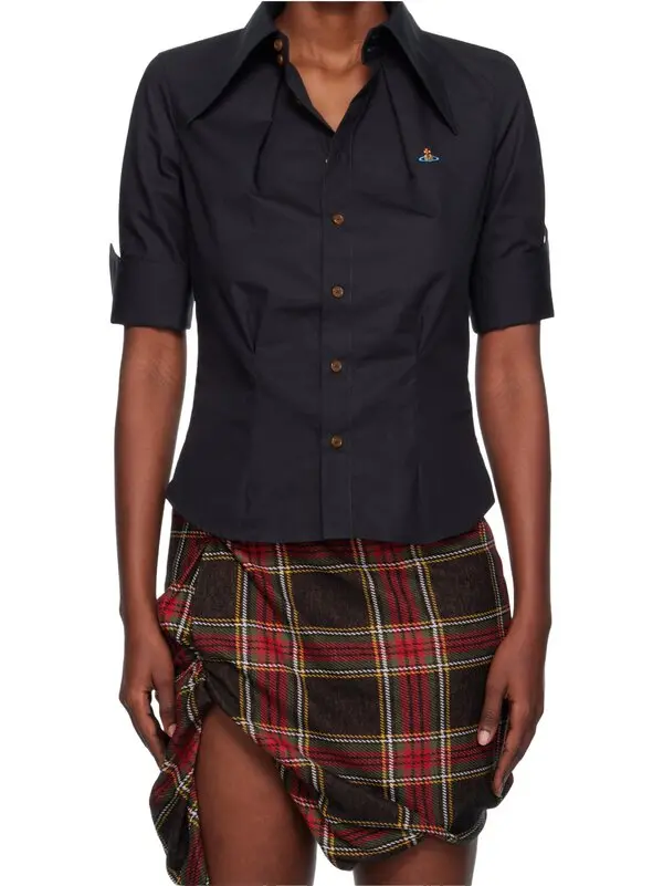 VIVIENNE WESTWOOD Short Sleeve Pleated Shirt - Black