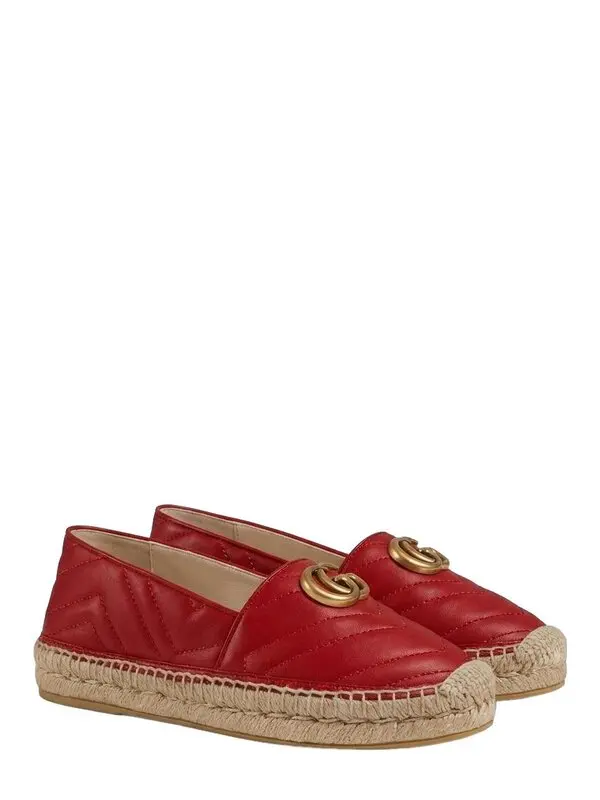 Gucci Double G Leather Espadrilles - Hibiscus Red
