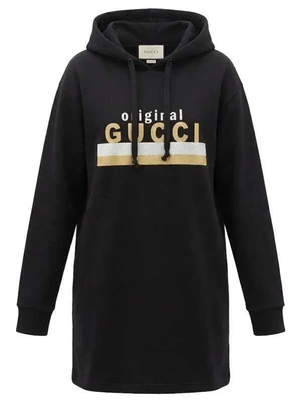Gucci Original Print Hooded Dress - Black