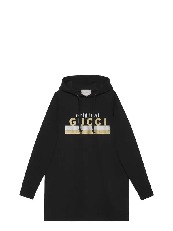 Gucci Original Print Hooded Dress - Black