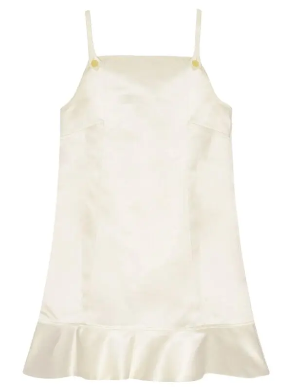 GANNI Duchesse Satin Mini Dress - Egret