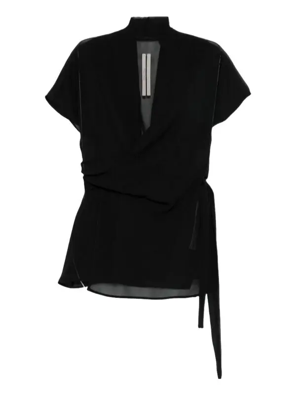 Rick Owens Short Sleeve Wrap Blouse - Black