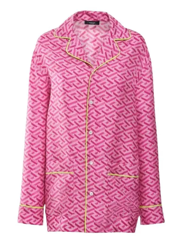 Versace Letter Combination Twill Shirt - Pink