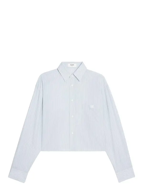 Celine Cropped Cotton Chambray Shirt - White