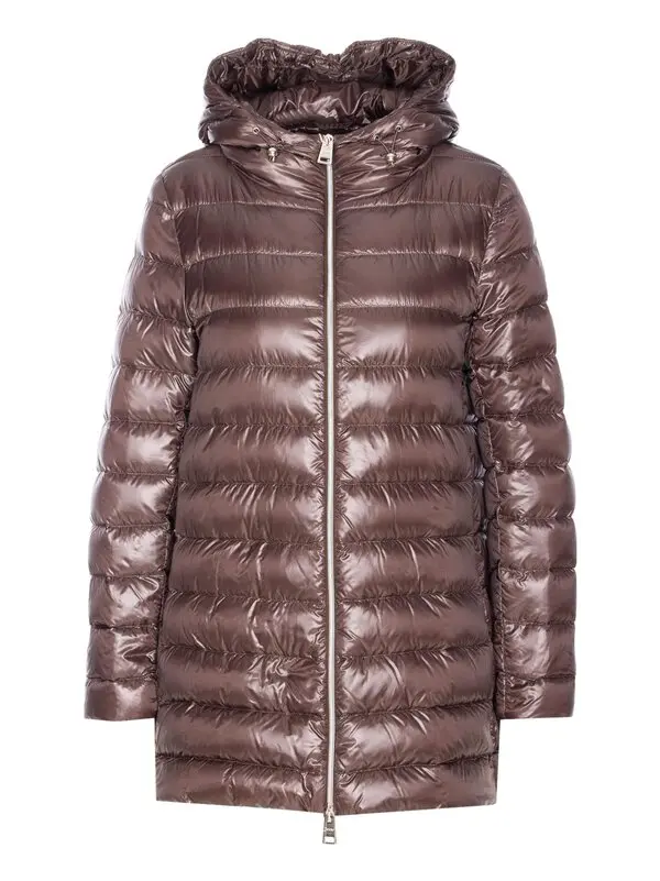 Herno Drawstring Hooded Puffer Jacket - Brown