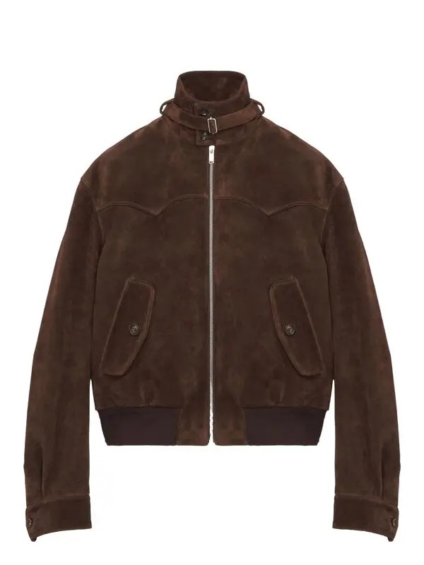 Alexander McQueen Belted Collar Zip-up Jacket - Dark Brown