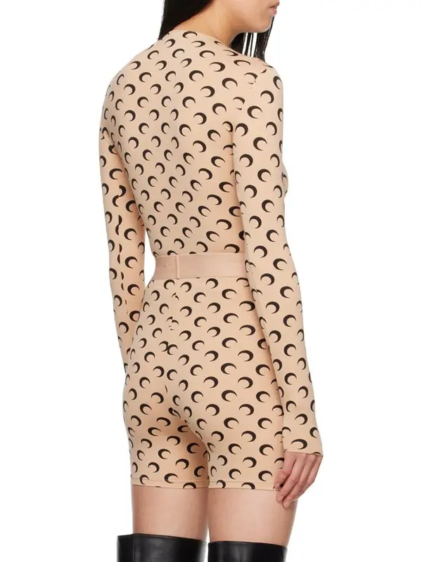MARINE SERRE Crescent Print Long Sleeve Top - Nude