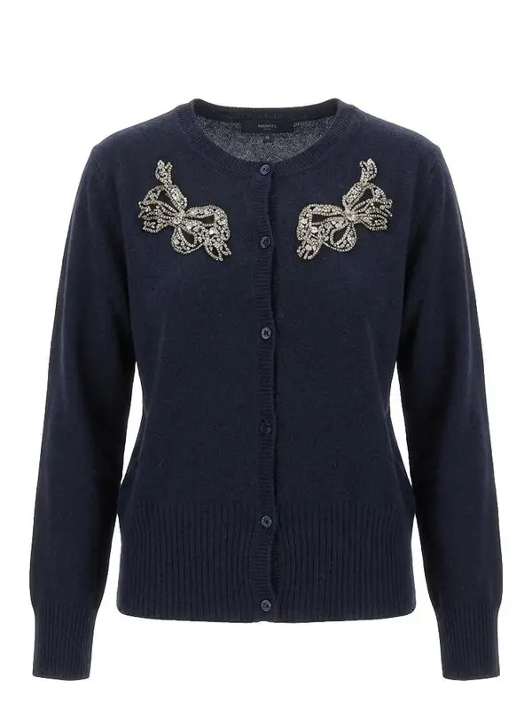 Max Mara Embellished Bow Long-sleeve Cardigan - Black