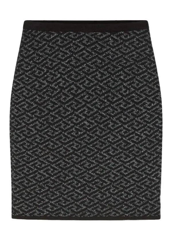 Versace Monogram Jacquard Knit Mini Skirt - Black