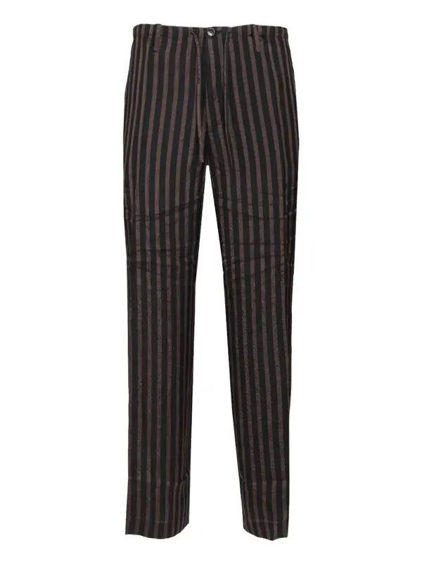 Dries Van Noten Striped Tailored Straight Leg Trousers - Black