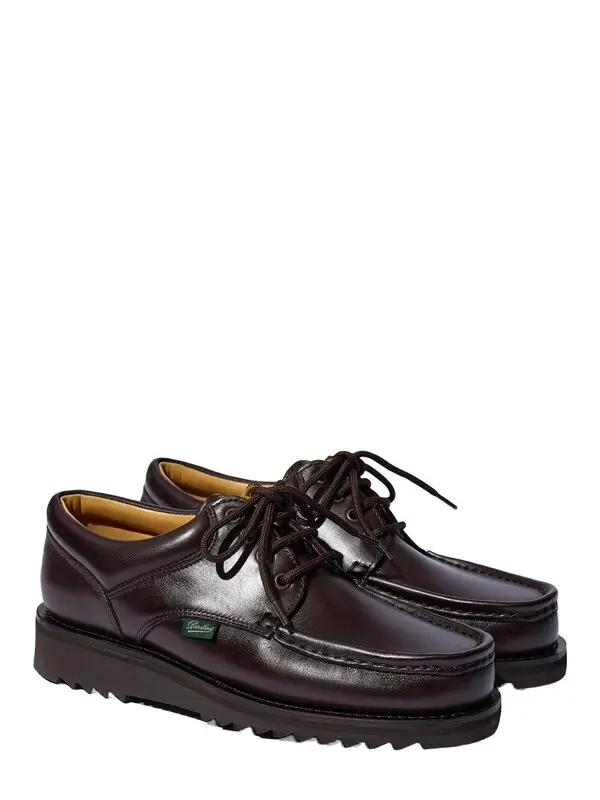 Paraboot Round Toe Lug Sole Shoes - Dark Brown