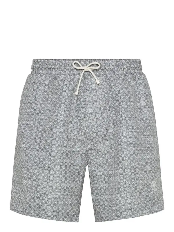 Brunello Cucinelli Graphic Print Swim Shorts - Grey