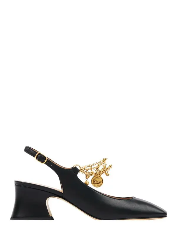 Chloé Charms High Heel Slingback Sandals - Black