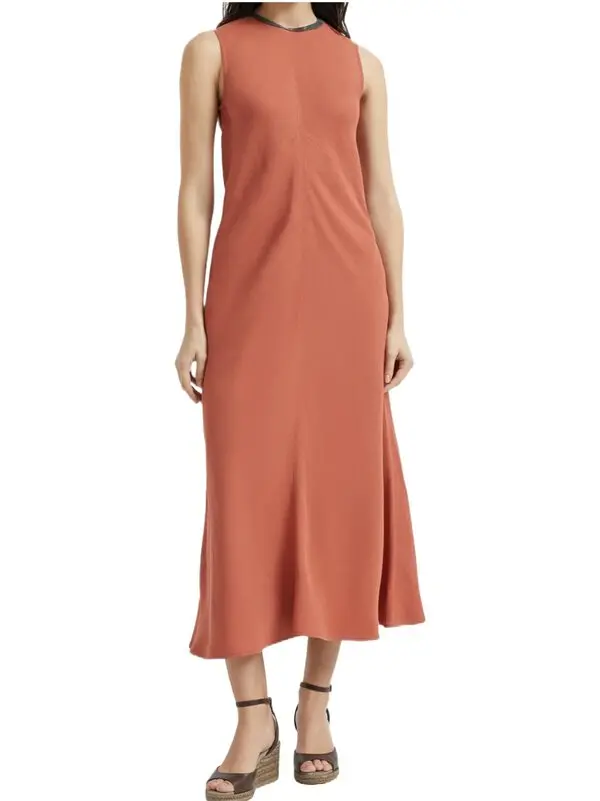 Brunello Cucinelli Monili Chain-detail Midi Dress - Red
