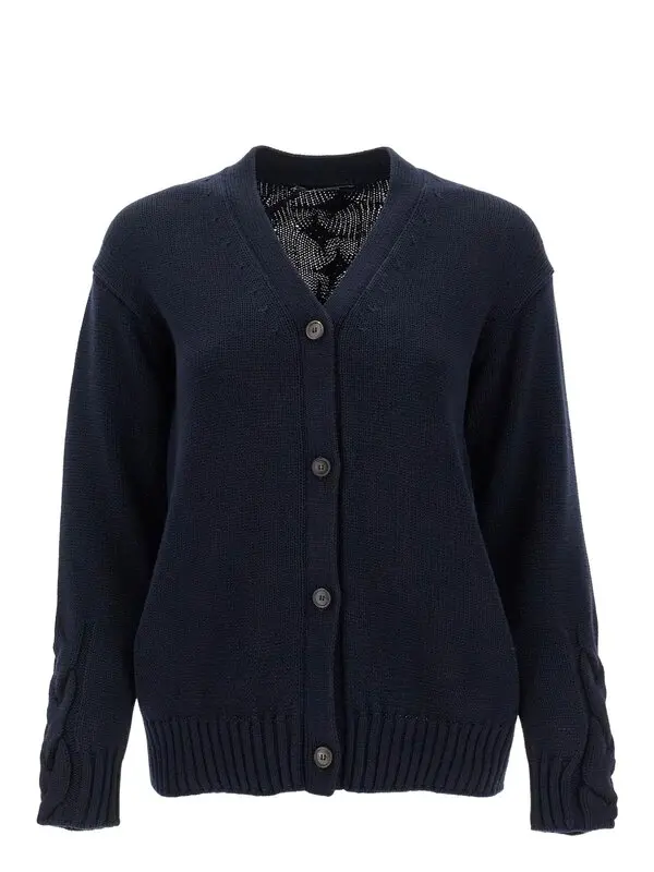 Max Mara Long-sleeved V-neck Cardigan - Black