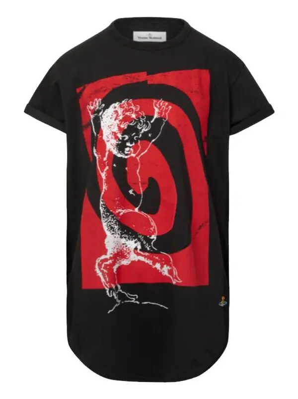 VIVIENNE WESTWOOD Swirl Longline T-shirt - Black