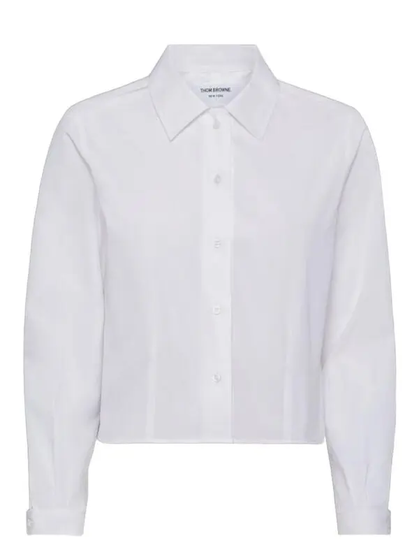 Thom Browne Long Sleeve Cropped Shirt - White