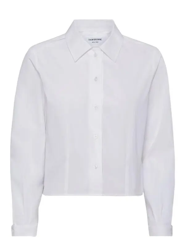 Thom Browne Long Sleeve Cropped Shirt - White