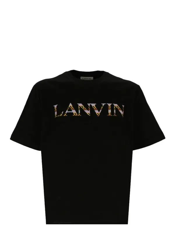 LANVIN Contrast Logo-print Crew-neck T-shirt - Black