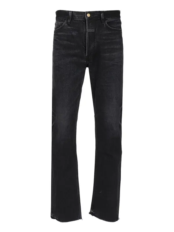 Fear Of God Straight-leg Frayed-edge Jeans - Black