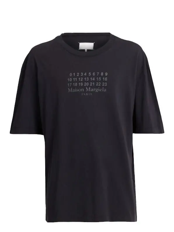 MAISON MARGIELA Cotton T-shirt With Logo - Water-washed Black