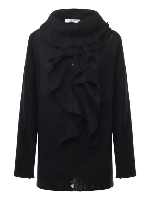 Dior Ruffled Turtleneck Sweater - Black