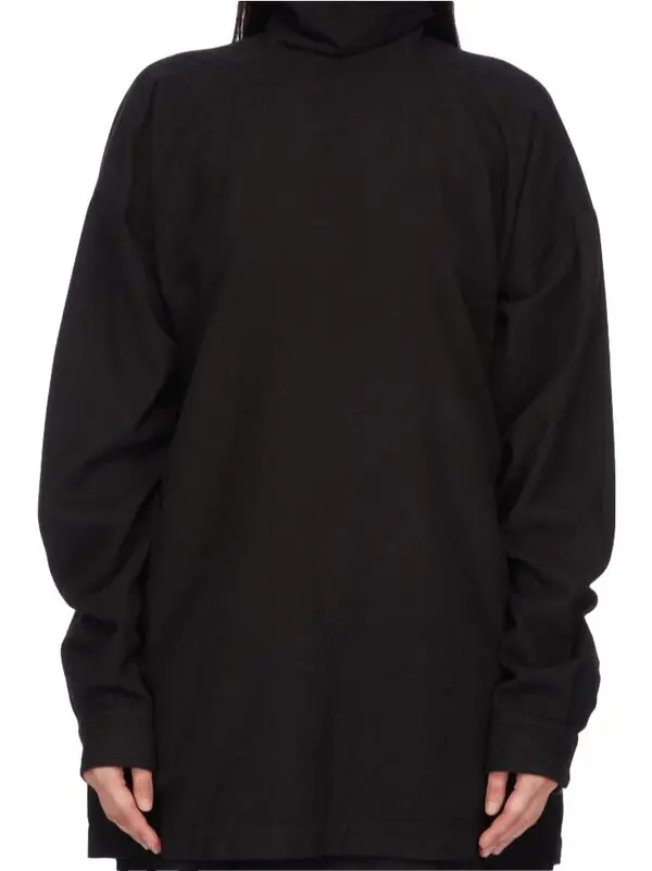 Rick Owens Long Sleeve Tie Woven Top - Black