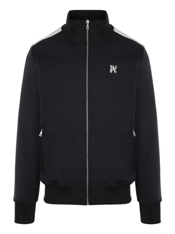 Palm Angels Logo Embroidered Zipped Jacket - Black