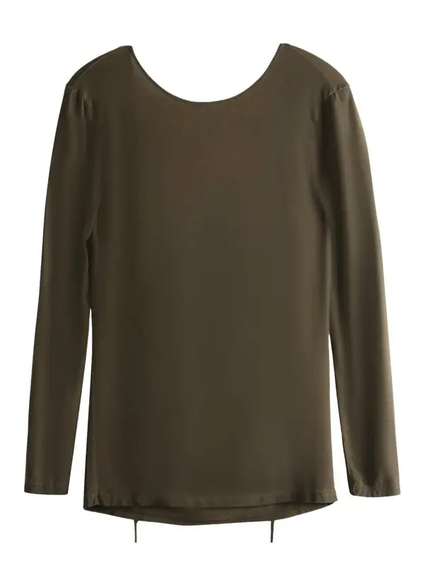 UMA WANG Long Sleeve T-shirt With Lace-up Back - Green