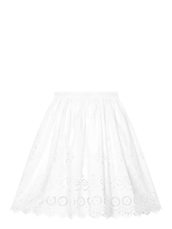 Dolce & Gabbana Broderie Anglaise Cotton Skirt - White