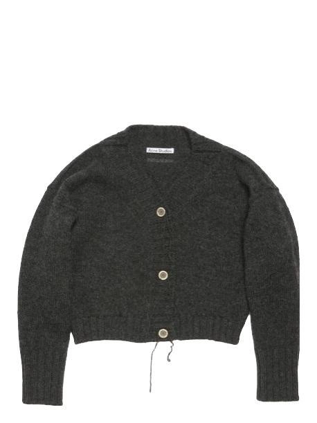 Acne Studios Knit Cardigan With Embroidered Logo - Dark Grey