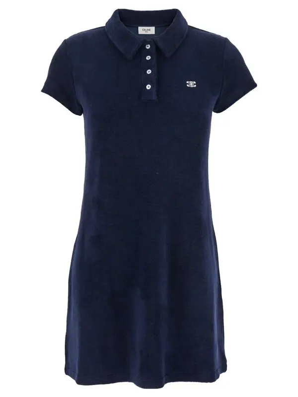 Celine Mini Polo Dress In Terry Cotton - Black