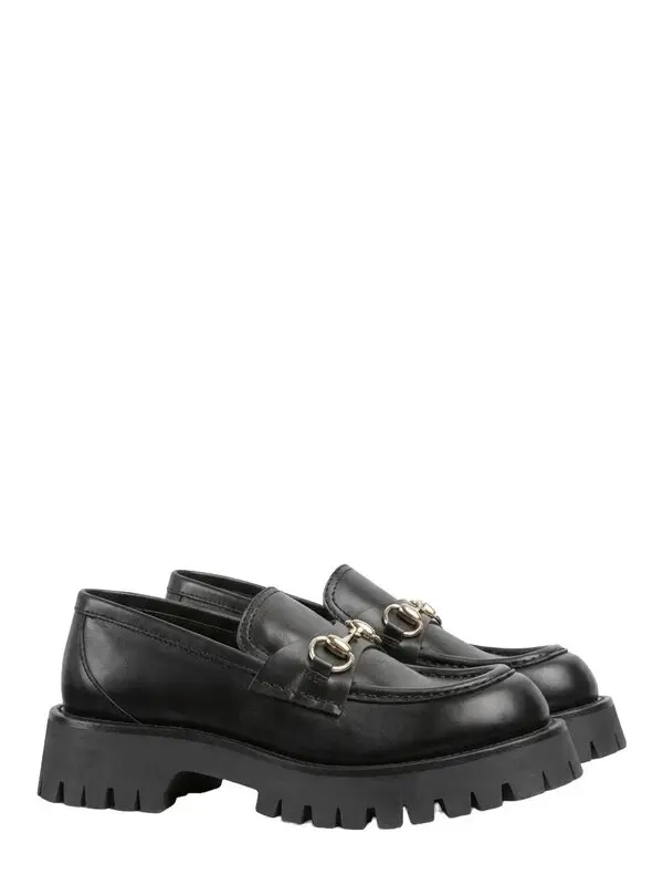 Gucci Lug Horsebit Detailed Loafers - Black