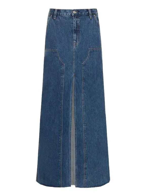 SLVRLAKE Worker Slit Denim Maxi Skirt - Blue