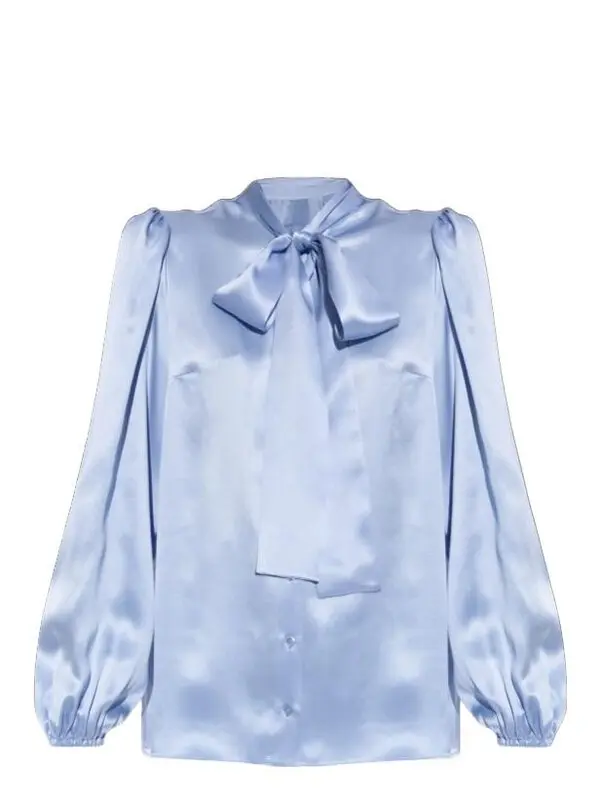 Dolce & Gabbana Pussy-bow Bell-sleeved Shirt - Blue