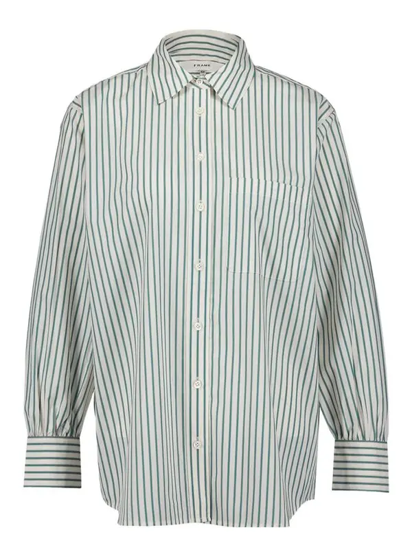 FRAME Cutaway Collar Vertical Stripes Shirt - White