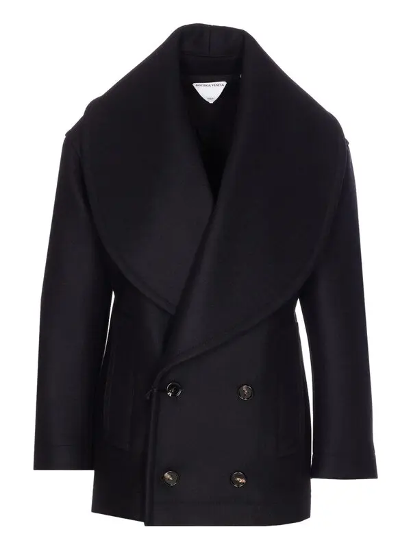 Bottega Veneta Double-breasted Coat With Notched Lapel - Black