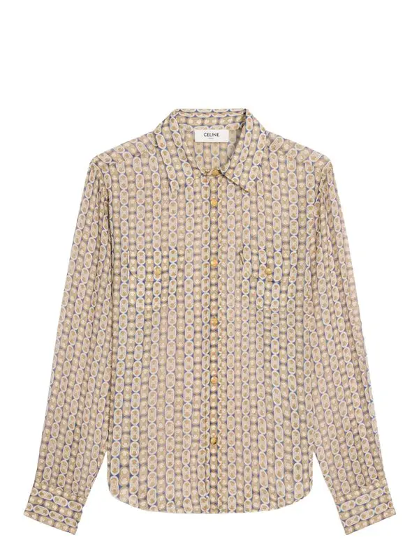 Celine Wool Silk Etamine Tilly Shirt - Blue/sand/beige