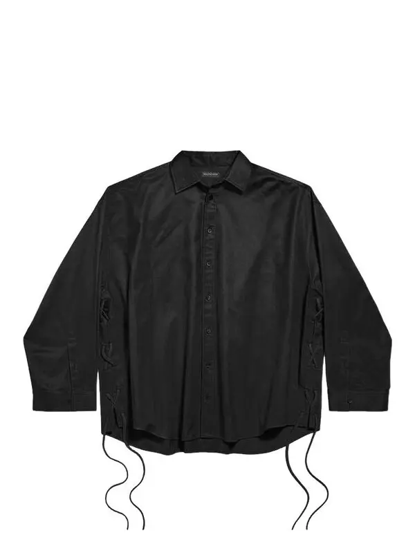 Balenciaga Lace-up Long-sleeve Shirt - Black