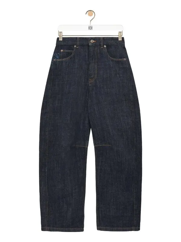 Loewe Anagram Barrel Jeans In Denim - Indigo