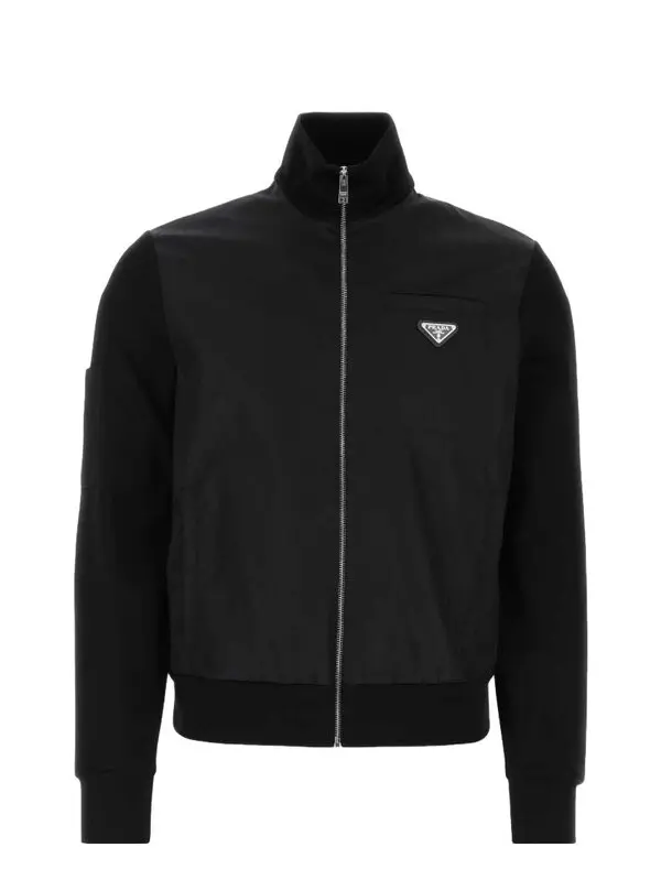 Prada Long-sleeved Zip-up Sweatshirt - Black/black