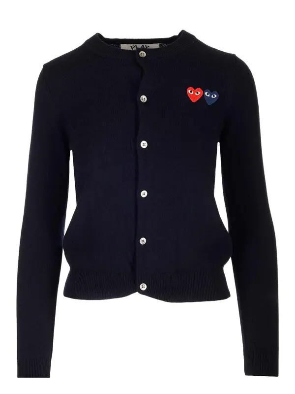 Play Comme Des Garcon Comme Des Garçons Play Crewneck Knitted Cardigan - Navy