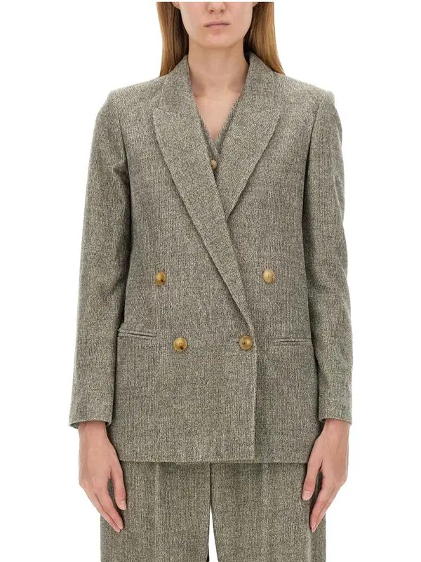 ALYSI Double-breasted Long Sleeved Blazer - Green