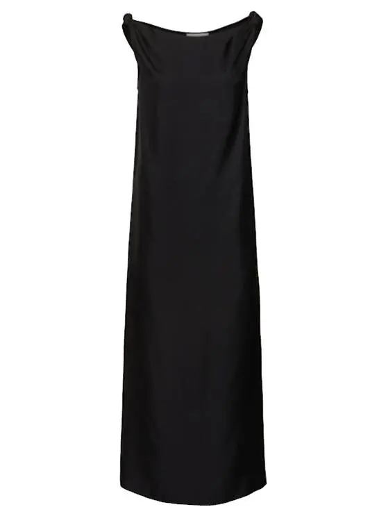 Loulou De Saison Sleeveless Draped Silk Midi Dress - Black